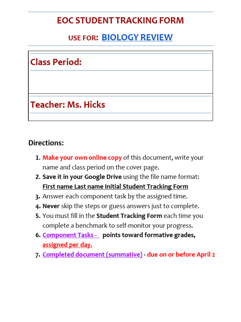 STAAR Test Review Tracking Form | PDF STAAR Test Review Tracking Form | PDF