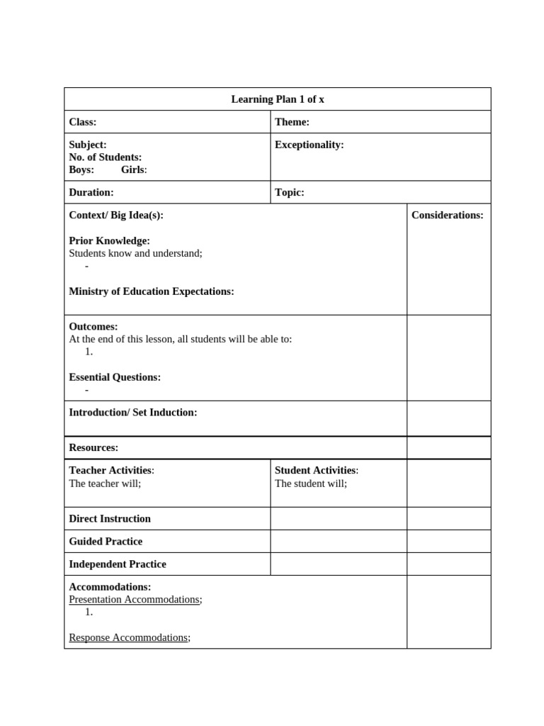 Lesson Plan Template | PDF