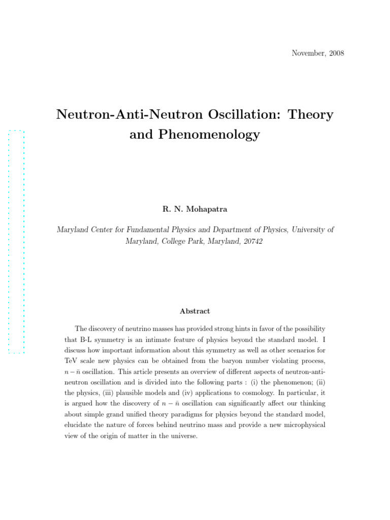 Neutron Oscillation Insights | PDF | Standard Model | Teaching Methods ...