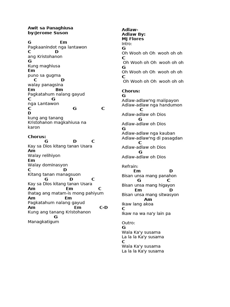 Line Up Bisaya Worship | PDF