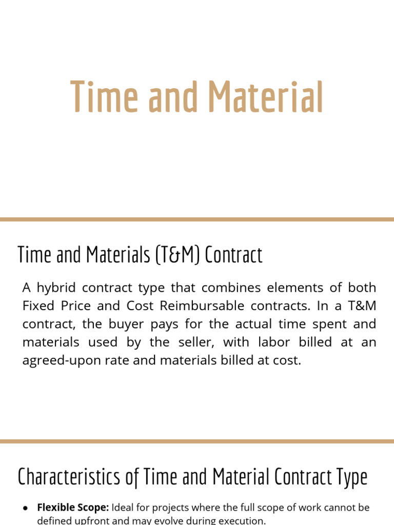 Time and Materials (T&M) Contract | PDF