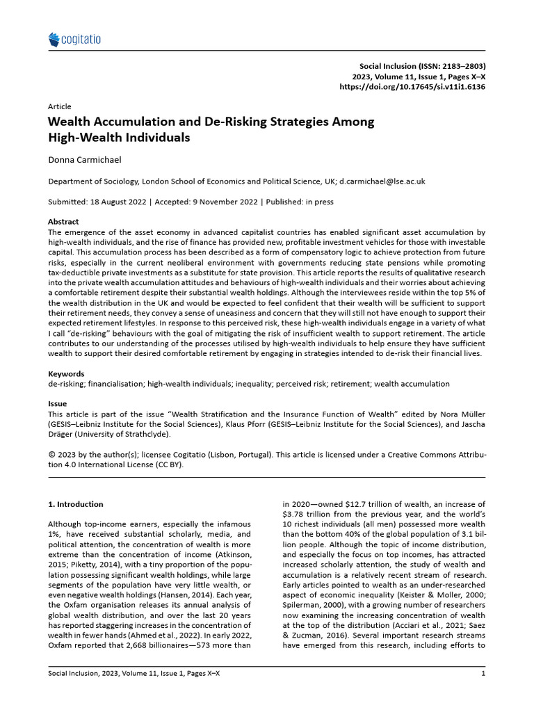 Wealth Accumulation and De-Risking Strategies Amon | PDF