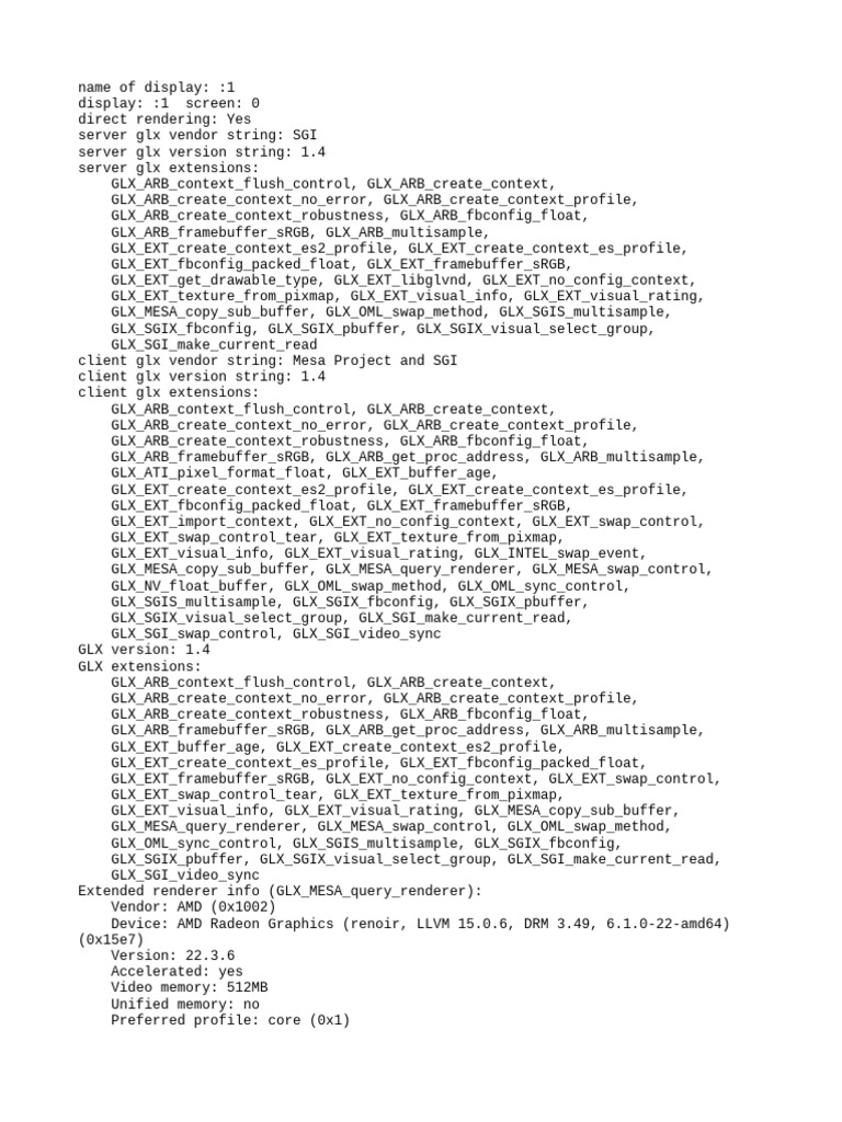 Glxinfo | PDF