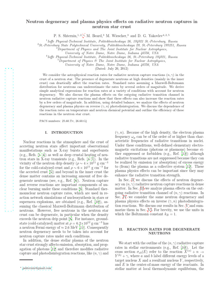 Neutron Degeneracy and Plasma Physics Effects On Radiative Neutron ...