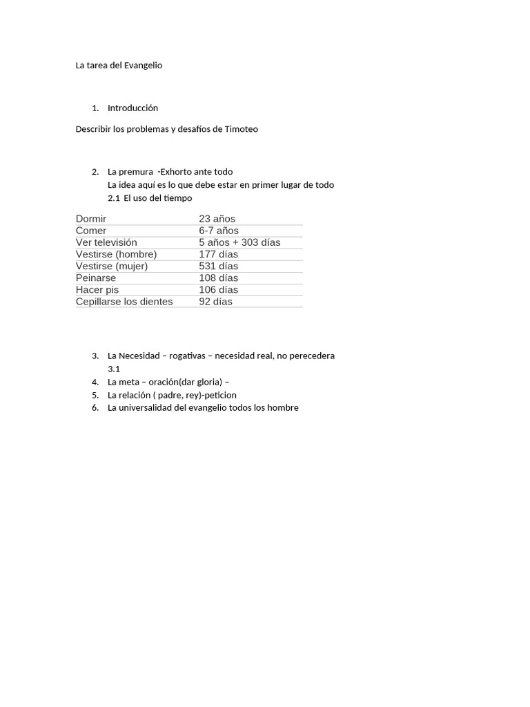 La Tarea Del Evangelio 1 Timoteo Cap 2.1 | PDF