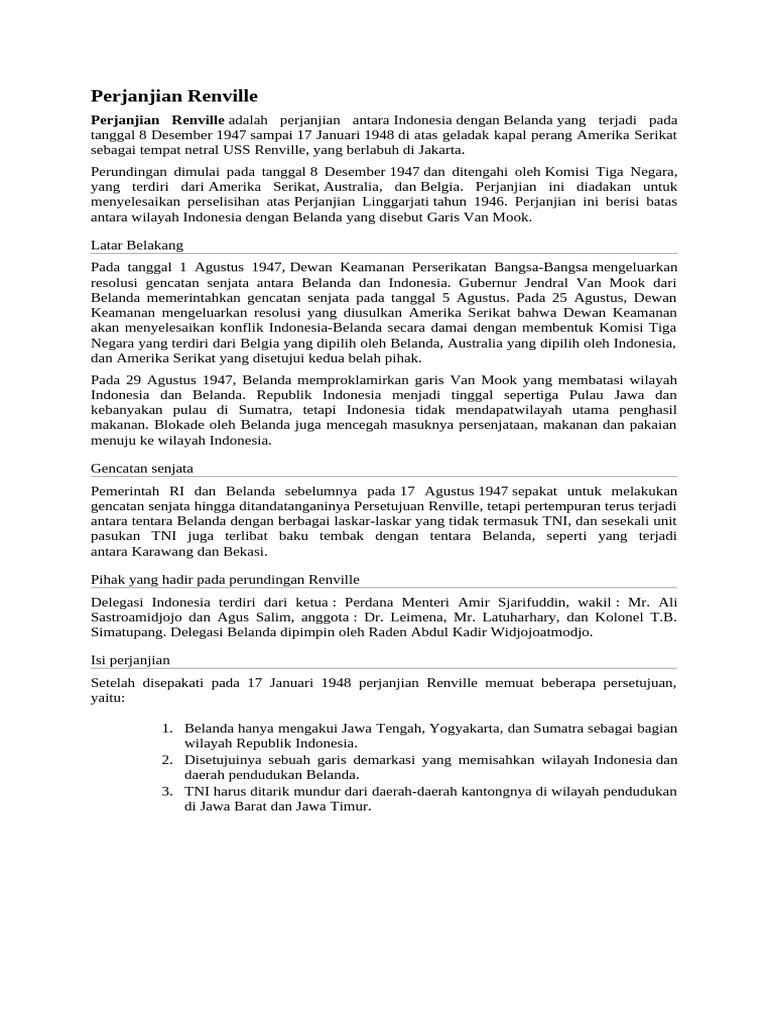 Perjanjian Renville | PDF