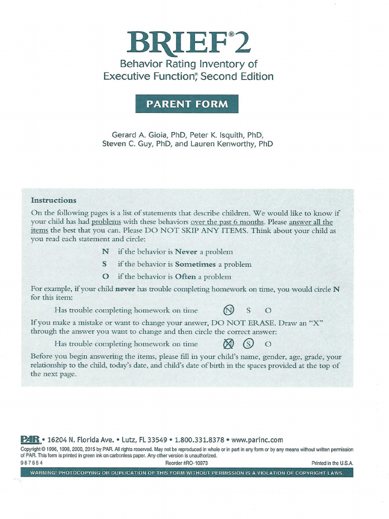 Brief 2 Parent Form | PDF