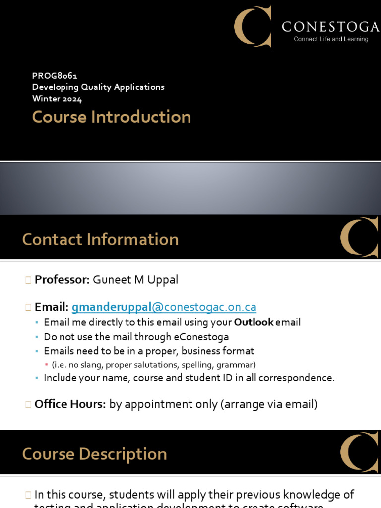 PROG8060 Lesson00 CourseInfo V1 | PDF | Software | Risk