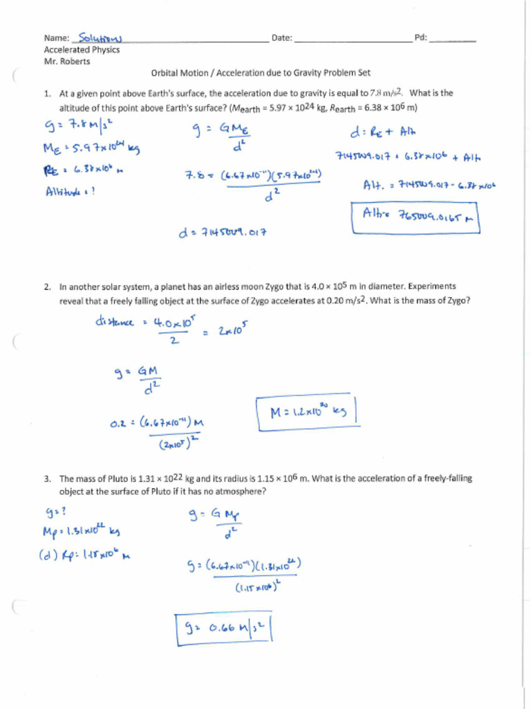 Orbital Motion Problem Set Solutions | PDF