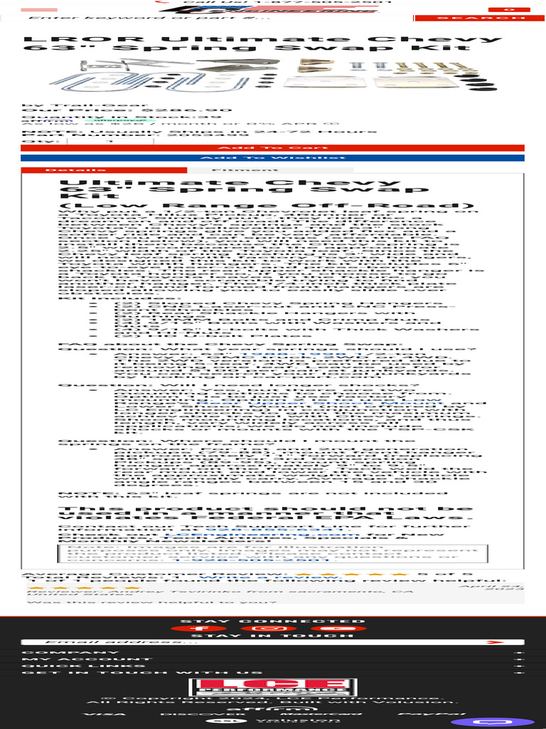 LROR Ultimate Chevy 63 Spring Swap Kit | PDF