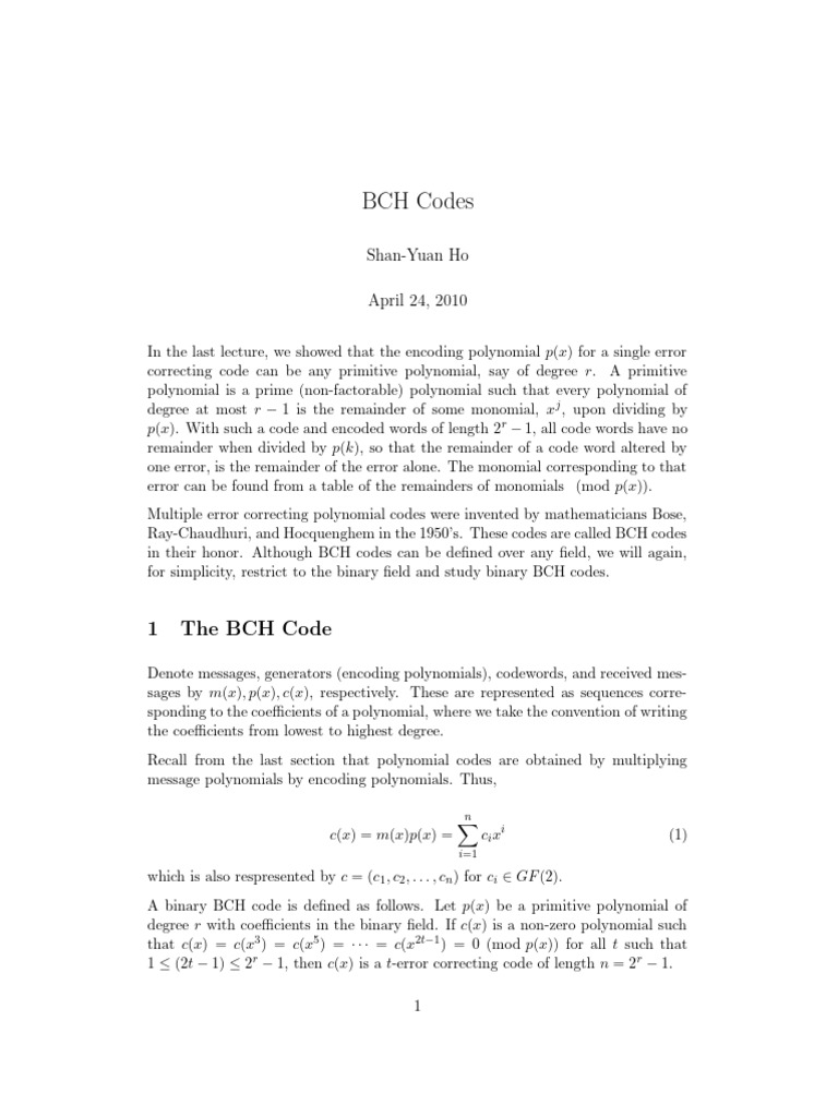BCH Codes | PDF