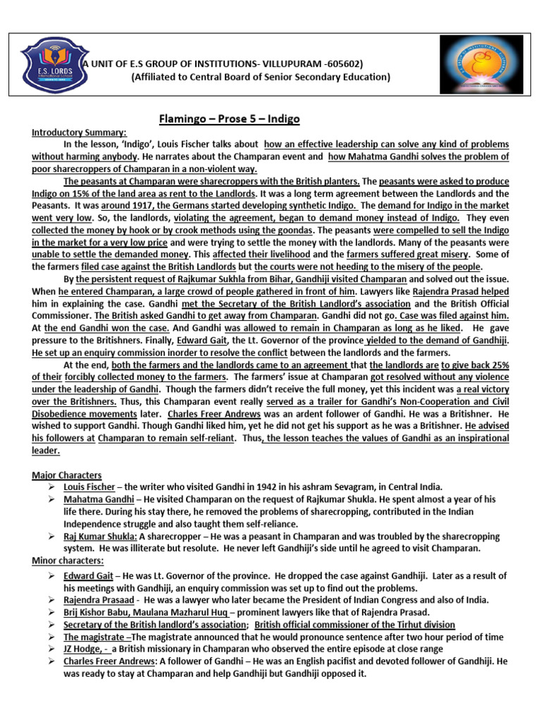 2024 - 2025 Grade XII English Prose 5 Indigo | PDF