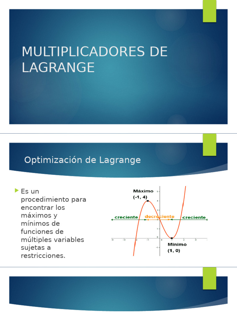 Multiplicadores de Lagrange Presentacion | PDF