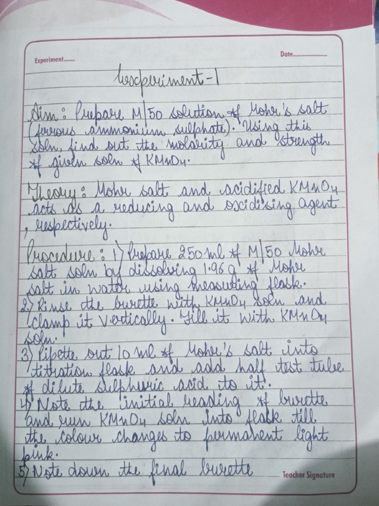 Experiment 1 Chemistry Class 12th | PDF
