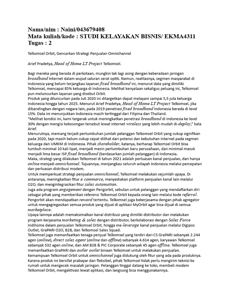 Studi Kelayakan Bisnis Tugas 2 Aini | PDF
