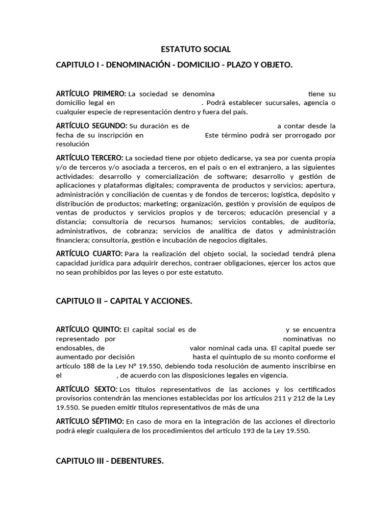 Estatuto Social | PDF | Business | Derecho