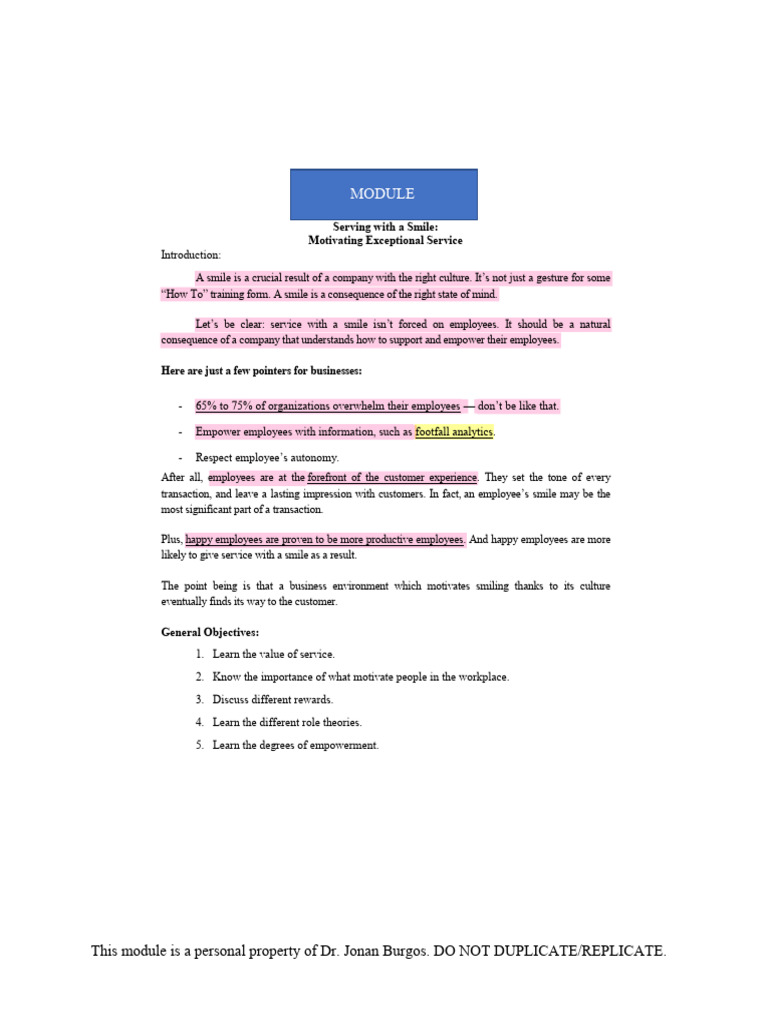 Serving With A Smile Module | PDF