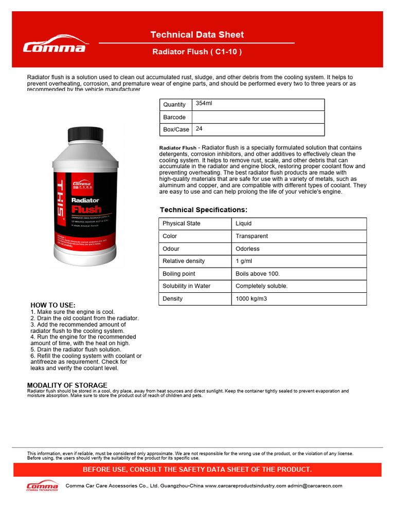 TDS C1-10 Radiator Flush | PDF | Radiator | Materials