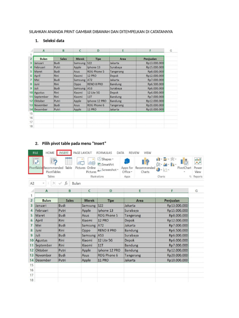 Tugas Print Pivot Tabel | PDF