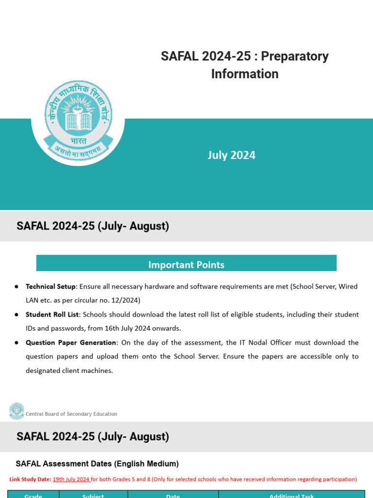 SAFAL 2024-25 - Preparatory Information | PDF