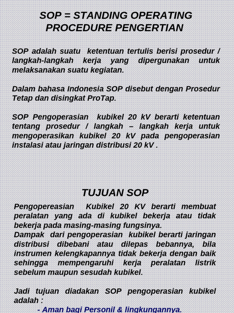 Presentasi 5. SOP & K3 Kubikel | PDF