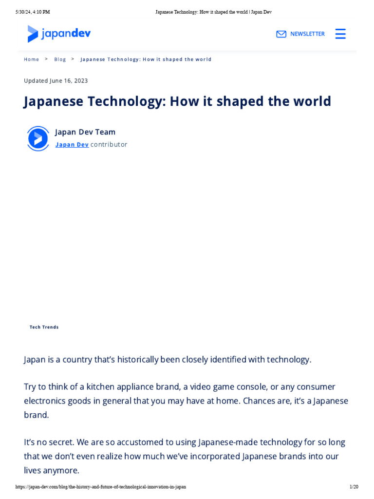 Japanese Technology_ How it shaped the world _ Japan Dev | PDF