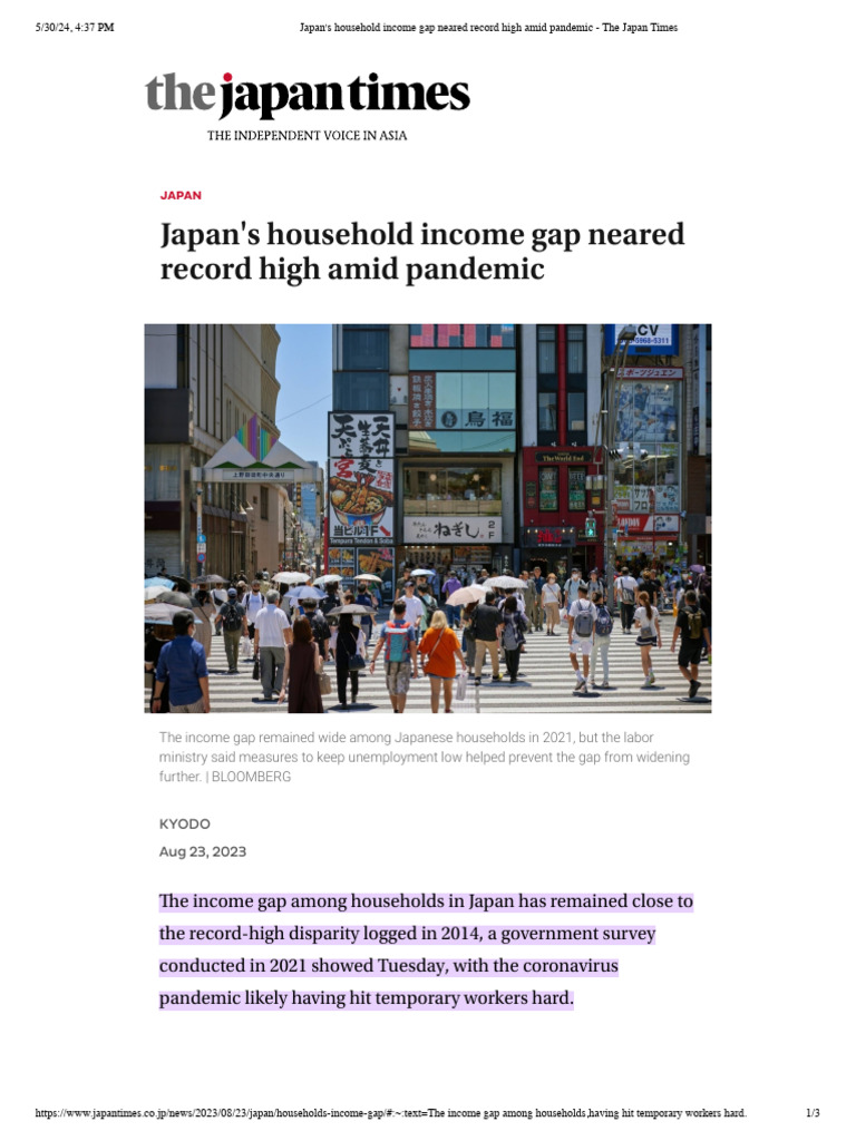 Japan's Household Income Gap Neared Record High Amid Pandemic - The ...