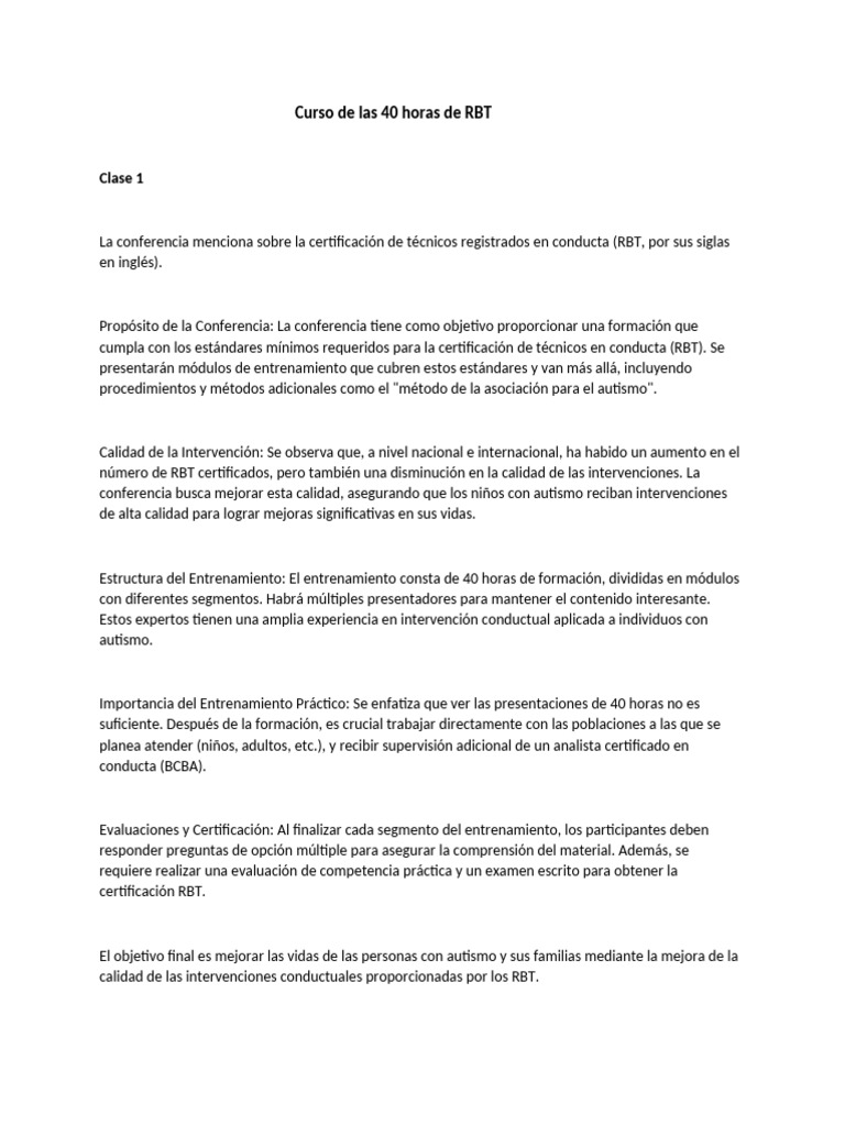 40 Horas de RBT | PDF