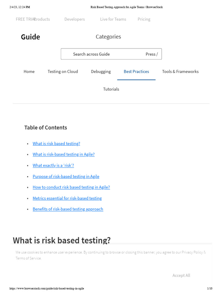 Risk Based Testing Approach For Agile Teams - BrowserStack | PDF | Risk ...