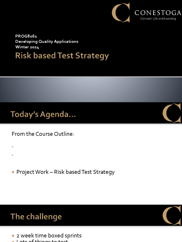 PROG8060 Lesson06.5 Risk Based Test Strategy | PDF