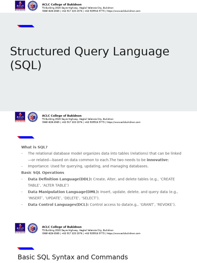 Structured Query Language (SQL) | PDF