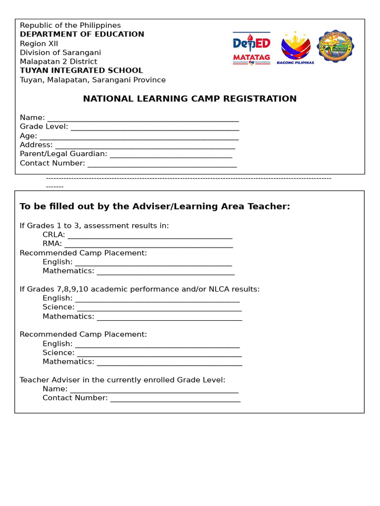 Annex 1 - NLC Registration Form | PDF