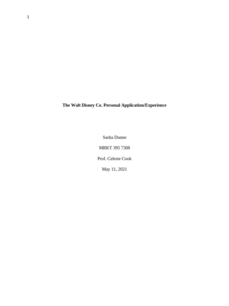 Dunne Assignment 4 - MRKT 3957980 | PDF | The Walt Disney Company ...