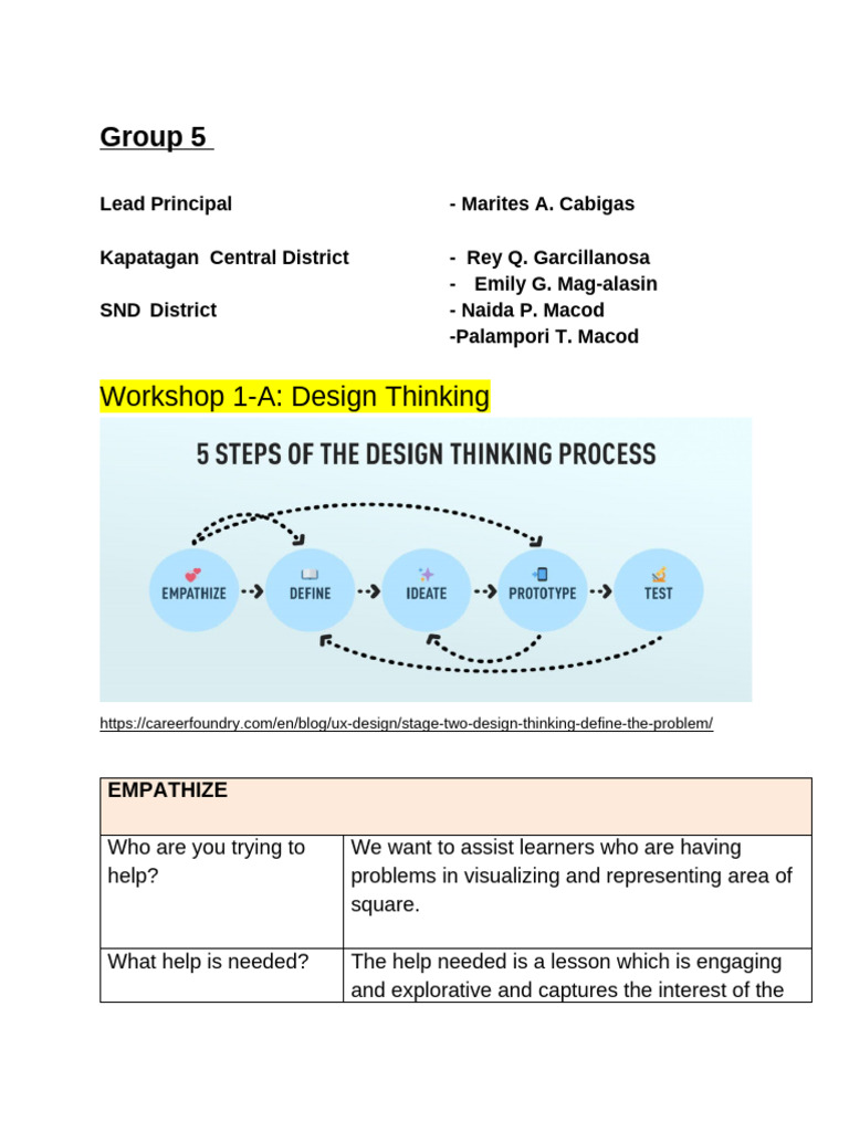 Design Thinking Group 5 Square Tiles and Grid | PDF