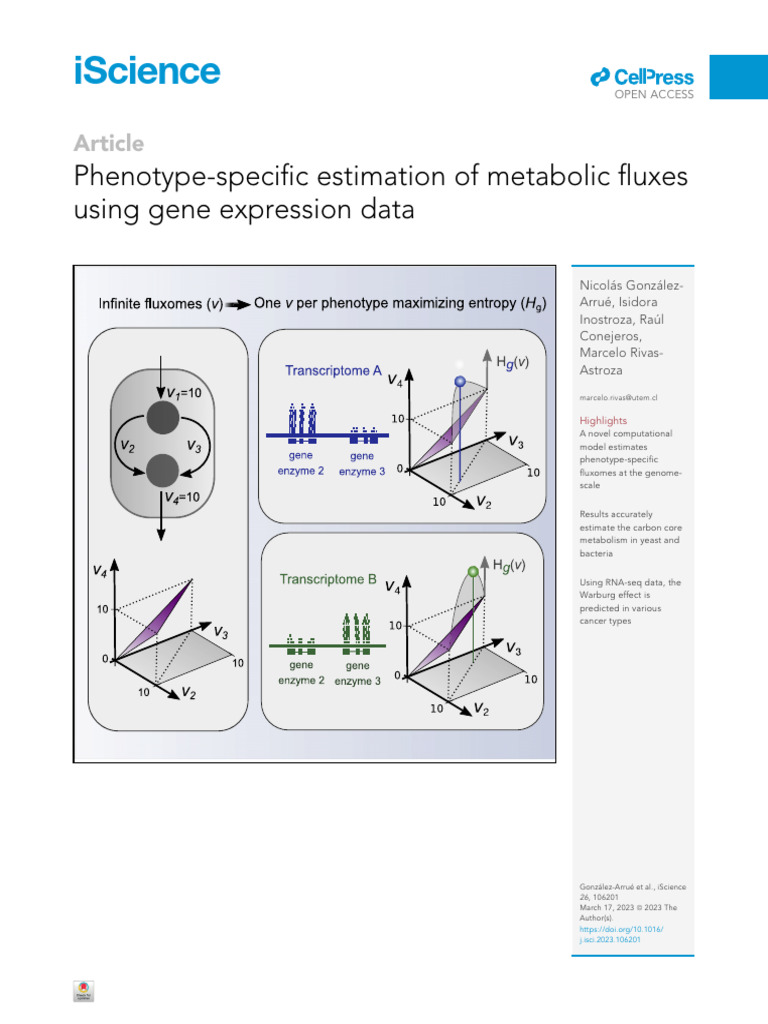 Phenotype-Specific Estimation of Metabolic Fluxes Using Gene Expression Data | PDF
