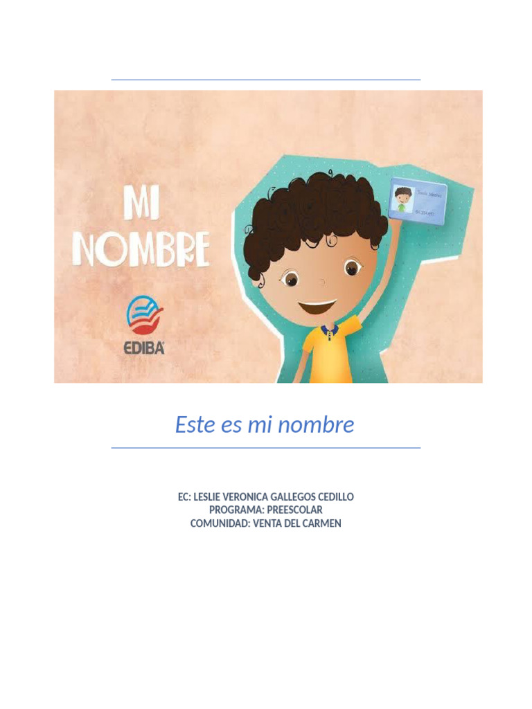 Este Es Mi Nombre | PDF | Certificado de nacimiento | Aprendizaje