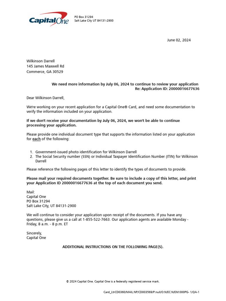 Additional Information Letter | PDF