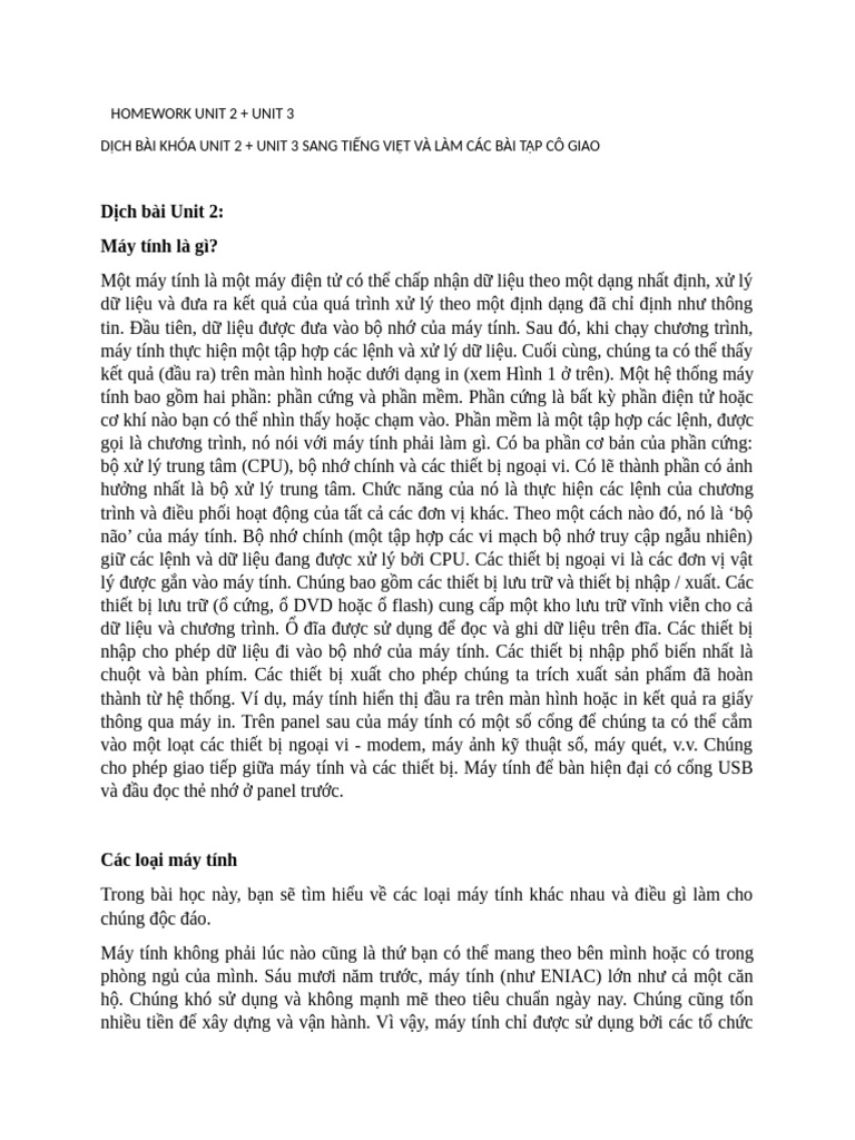 Homework Unit 2 + Unit 3 | PDF