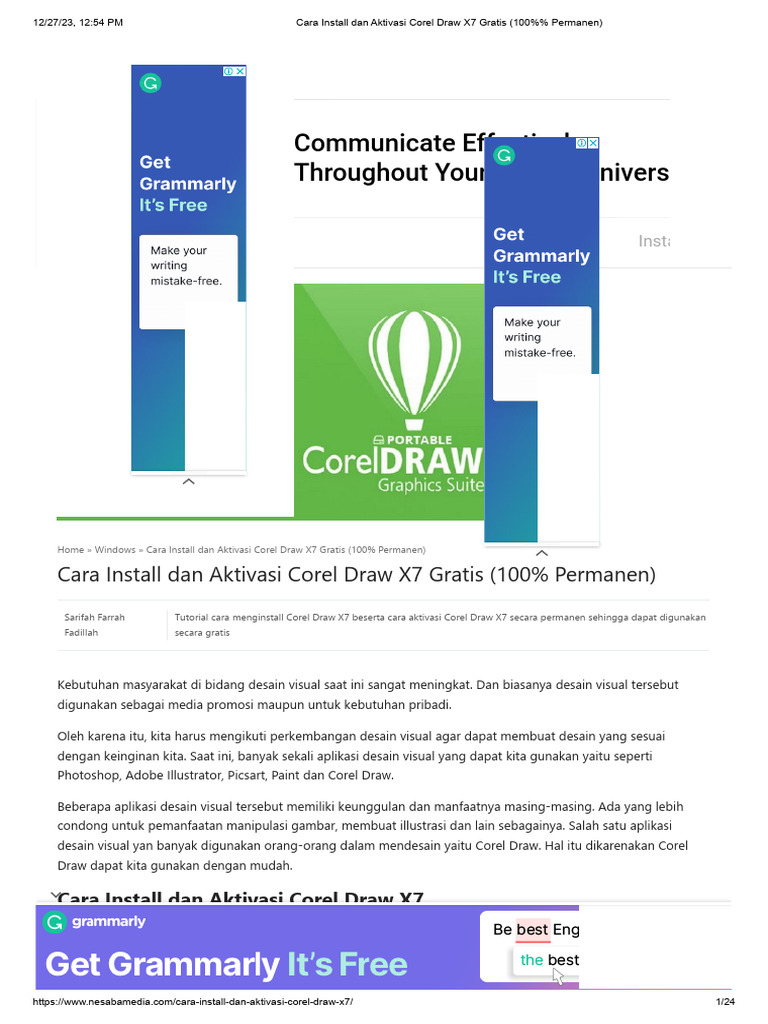 Cara Install Dan Aktivasi Corel Draw X7 Gratis (100 Permanen) | PDF | Unix Software | Computers