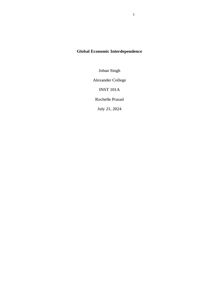 Global Economic Interdependence | PDF | Protectionism | Free Trade