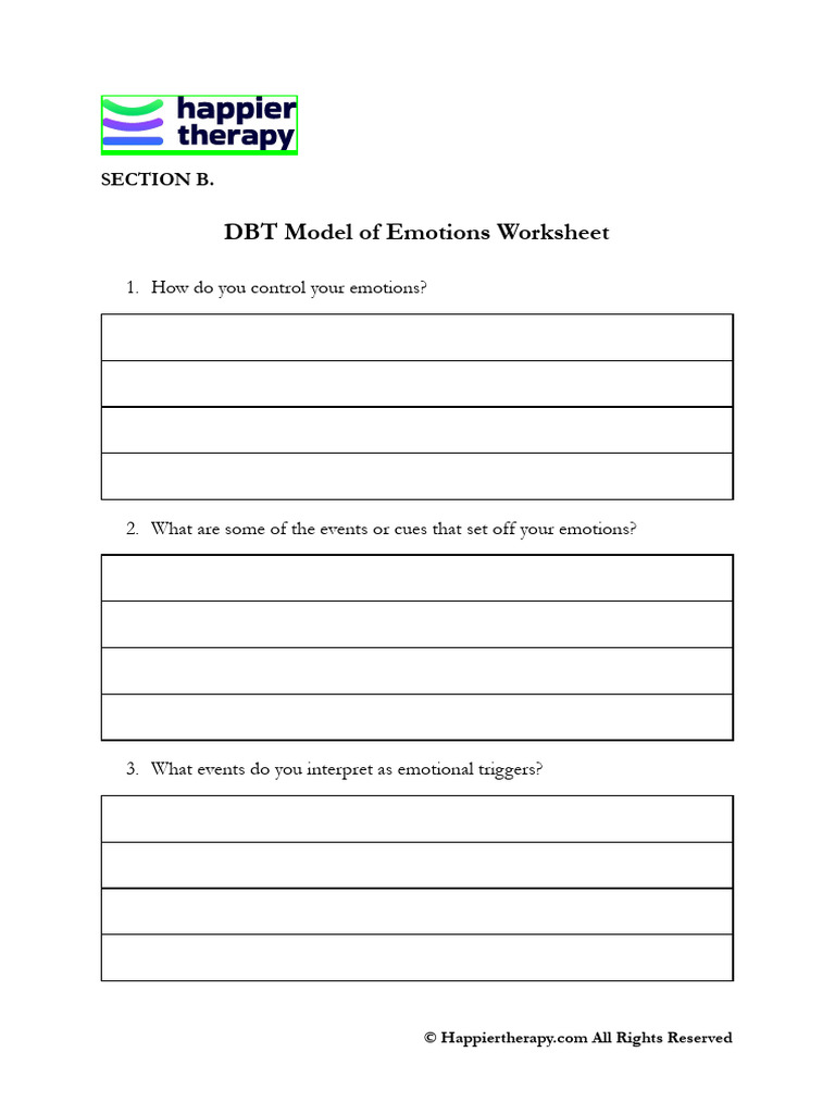 DBT Model of Emotions Worksheet | PDF
