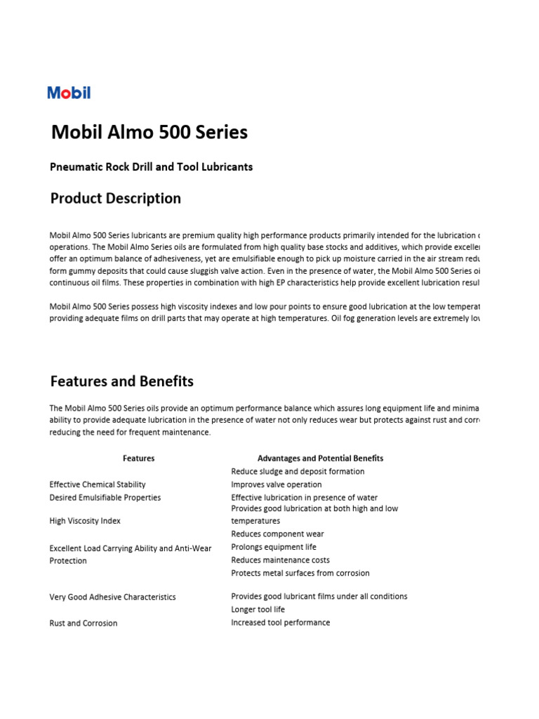 MOBIL ALMO 525 TDS en | PDF
