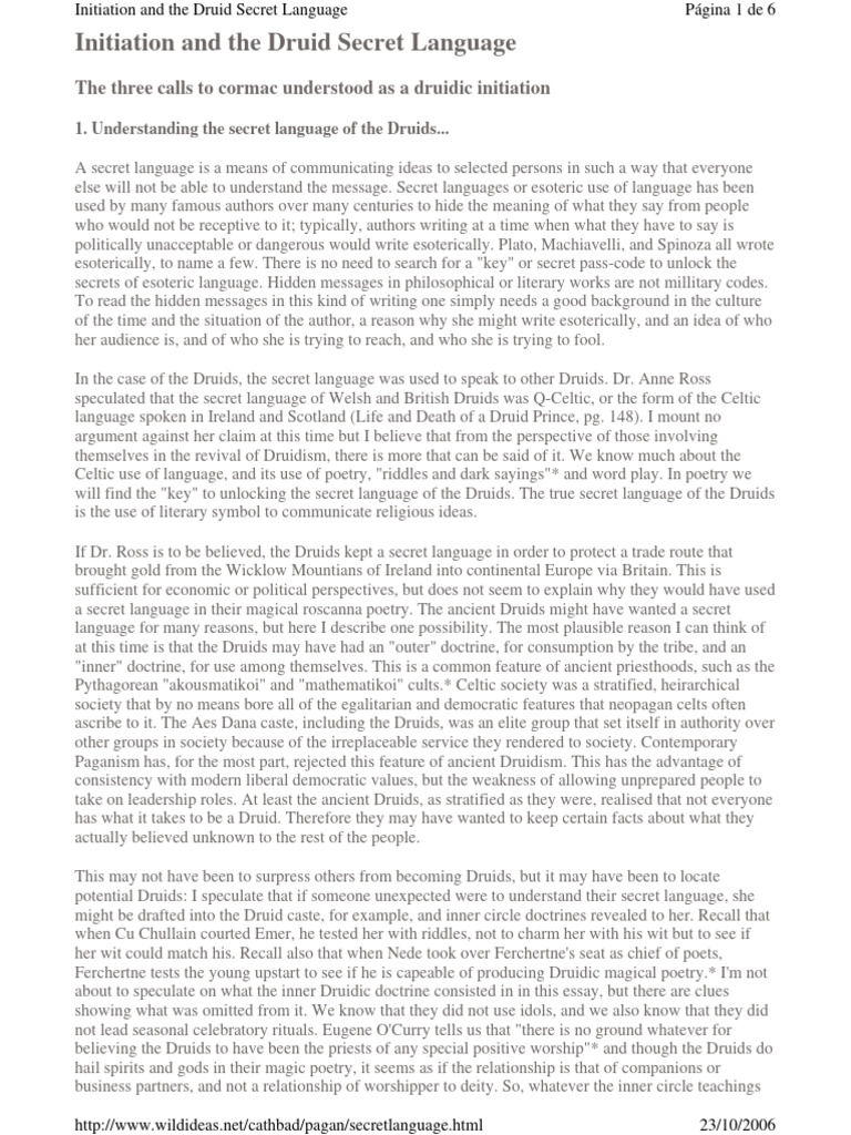 Initiation and The Druid Secret Language | PDF