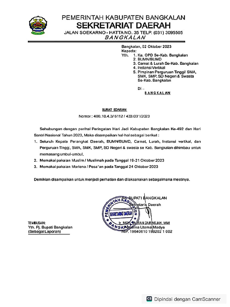 Surat Edaran. | PDF