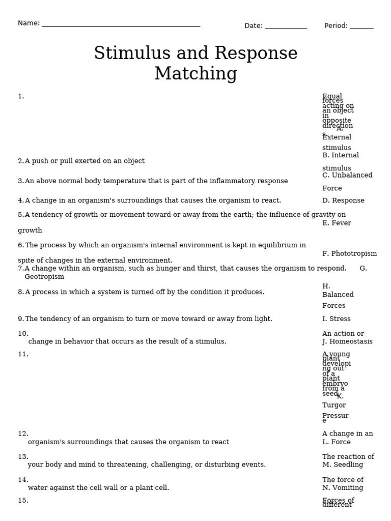 Stimulus and Response Matching | PDF