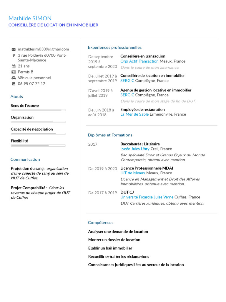 CV 2020 Mathilde Simon | PDF