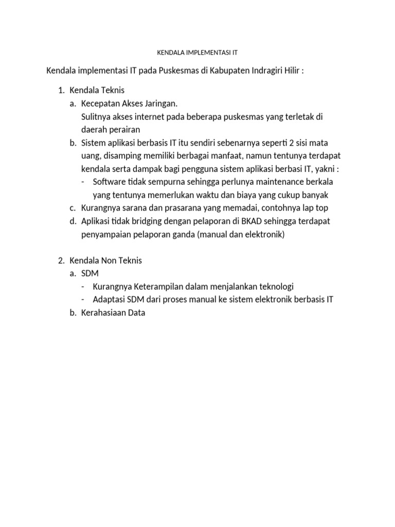 Kelompok III Kendala Implementasi It Bimtek 2022 | PDF