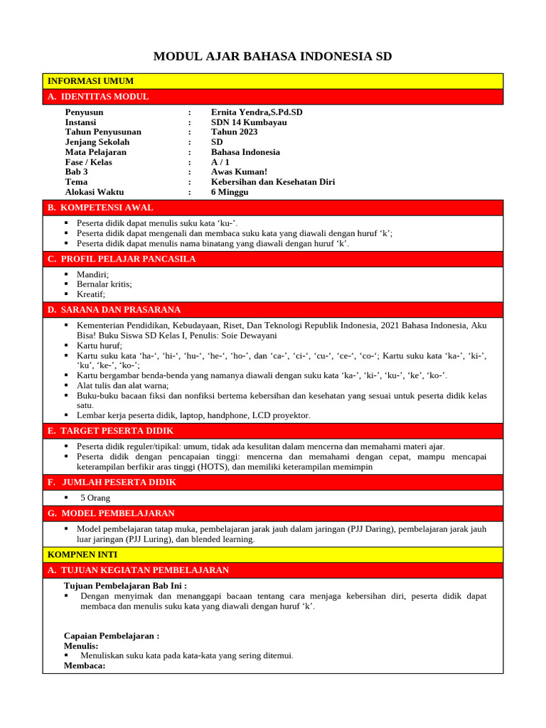 BAB 3 - MA B Indo Kls 1 | PDF