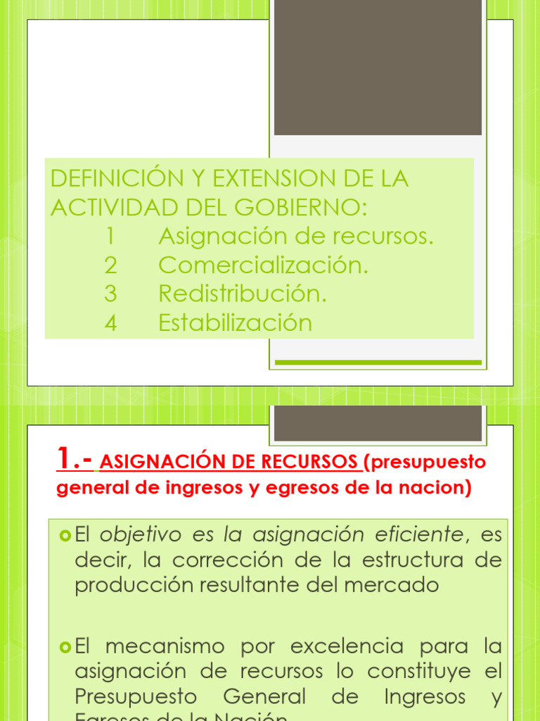 Presentación Definición y Extensión de La Actividad Del Gobierno. | PDF ...