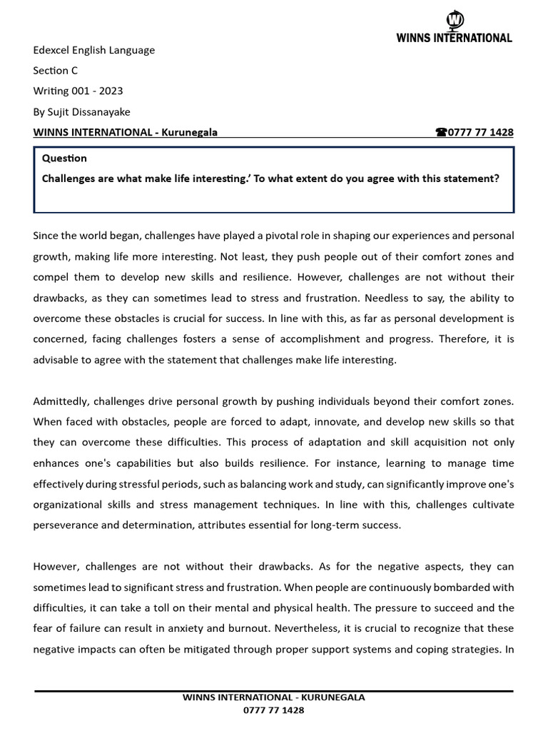 Edexcel English Language - Writing 001 | PDF